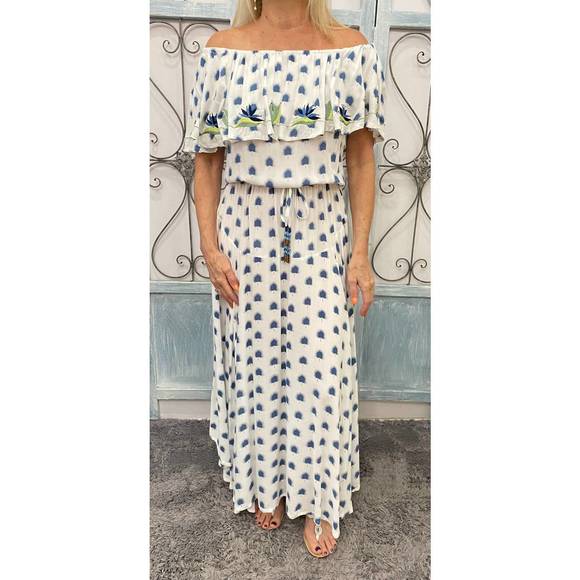 Skemo | Dresses | New Skemo Kalapa Off Shoulder Maxi Dress In Indigo ...